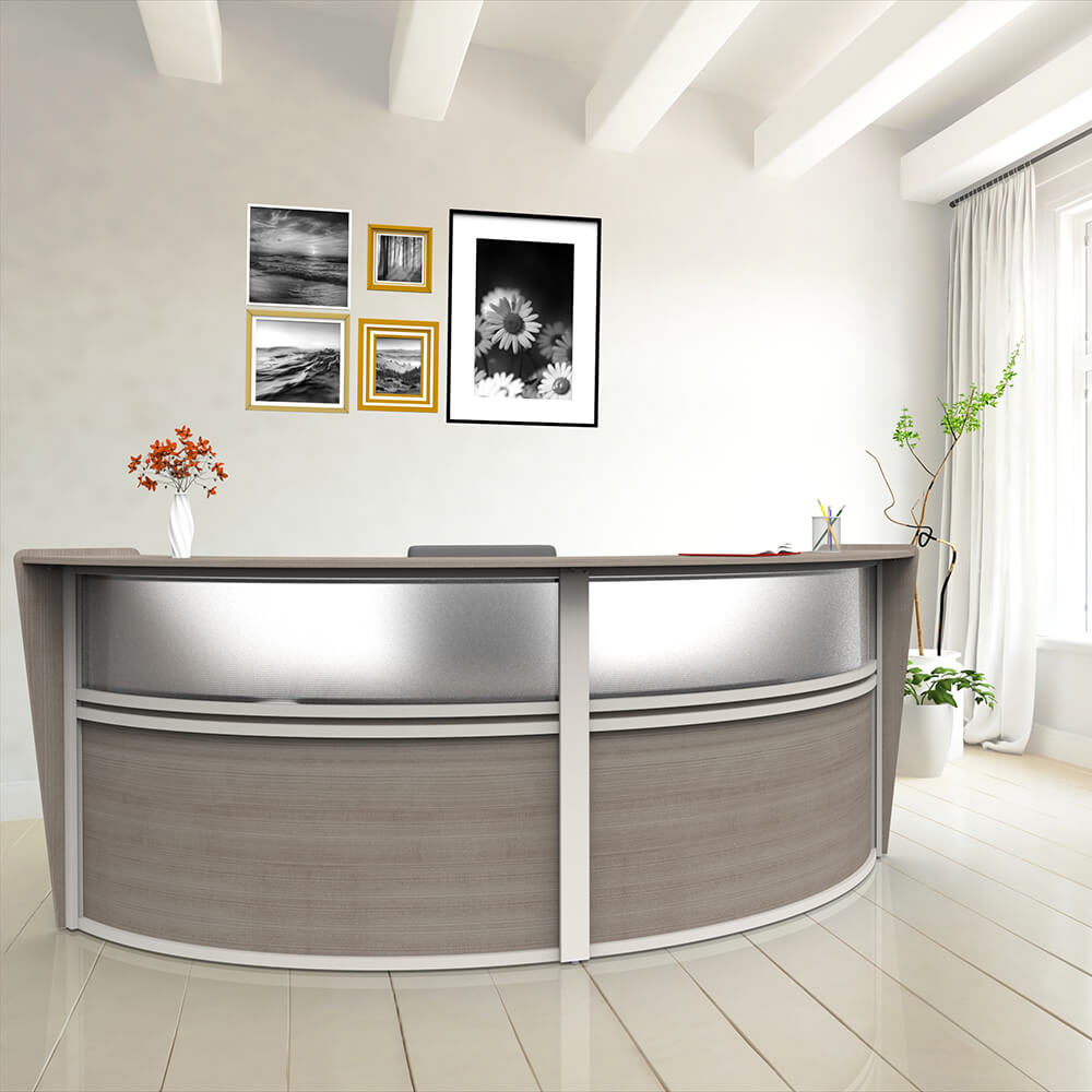 Curved Reception Desk - Modern Reception Desk With Clear Panels