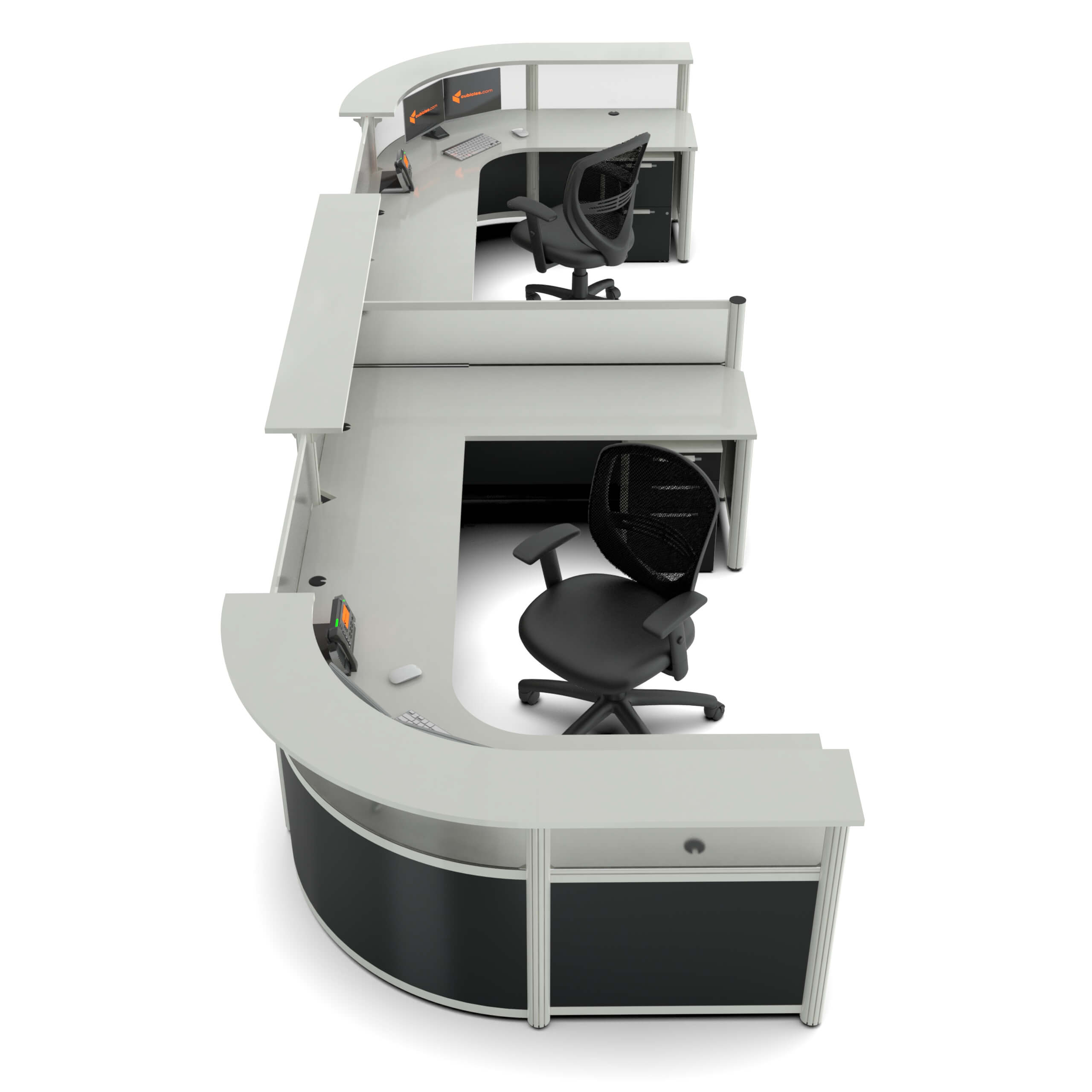 Curved Reception Desk - SymmetryFlow 2 Person Reception Desk